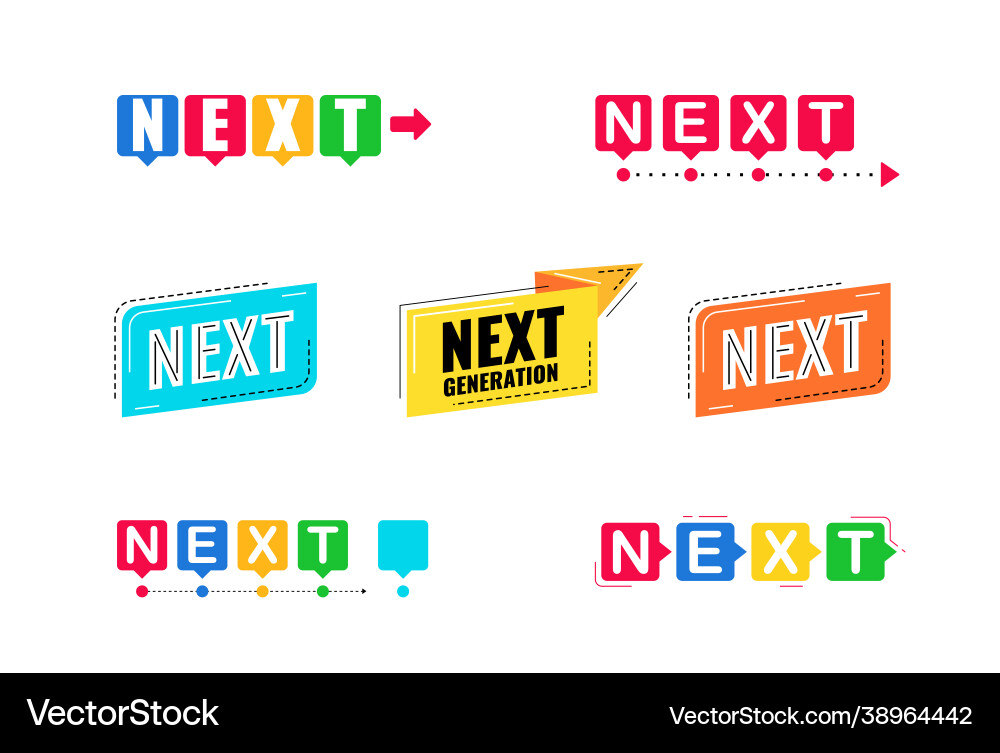Big set color button next blue and yellow move Vector Image