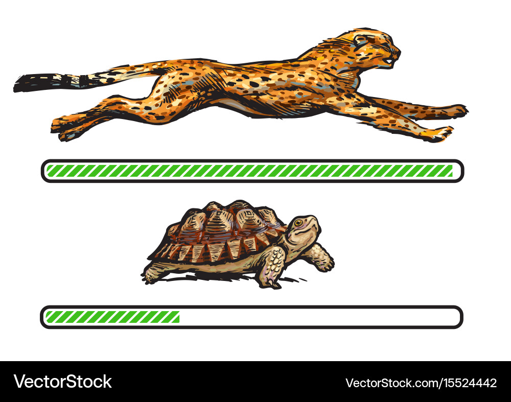 Cheetah and turtle fast slow loading bar Vector Image