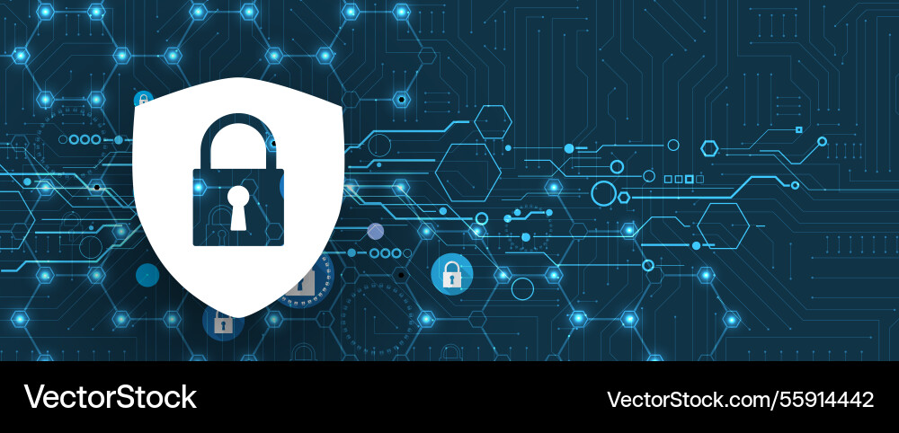 Cyber security lock icon in personal data Vector Image