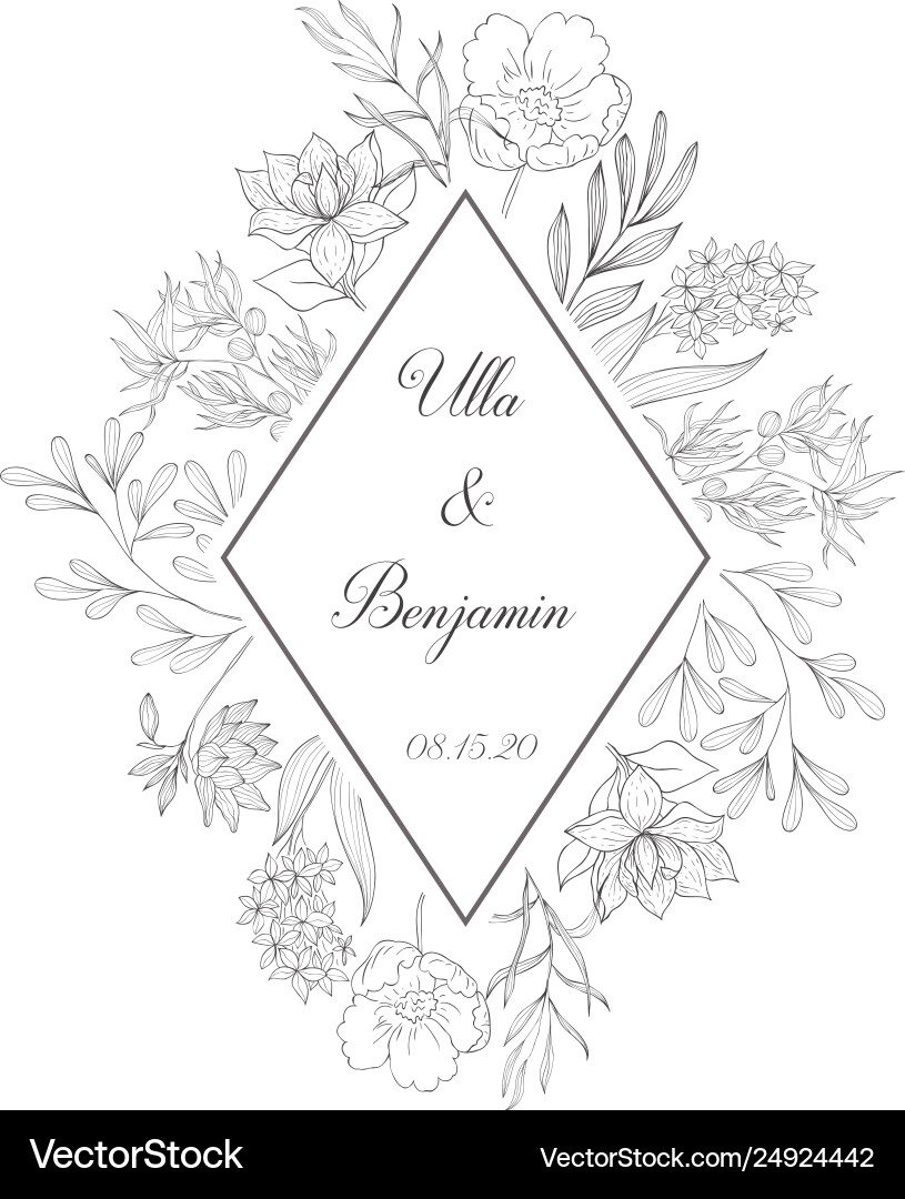 Floral frame with plant flower decoration Vector Image