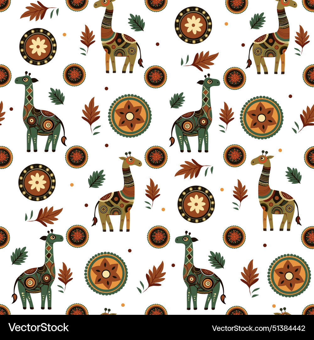 Giraffes pattern on white background Royalty Free Vector