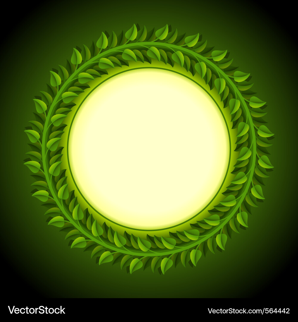 Green leaves round frame Royalty Free Vector Image