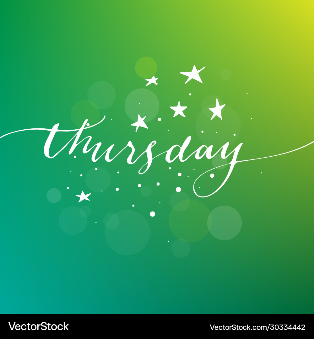 Hand written thursday phrase with drawn stars Vector Image