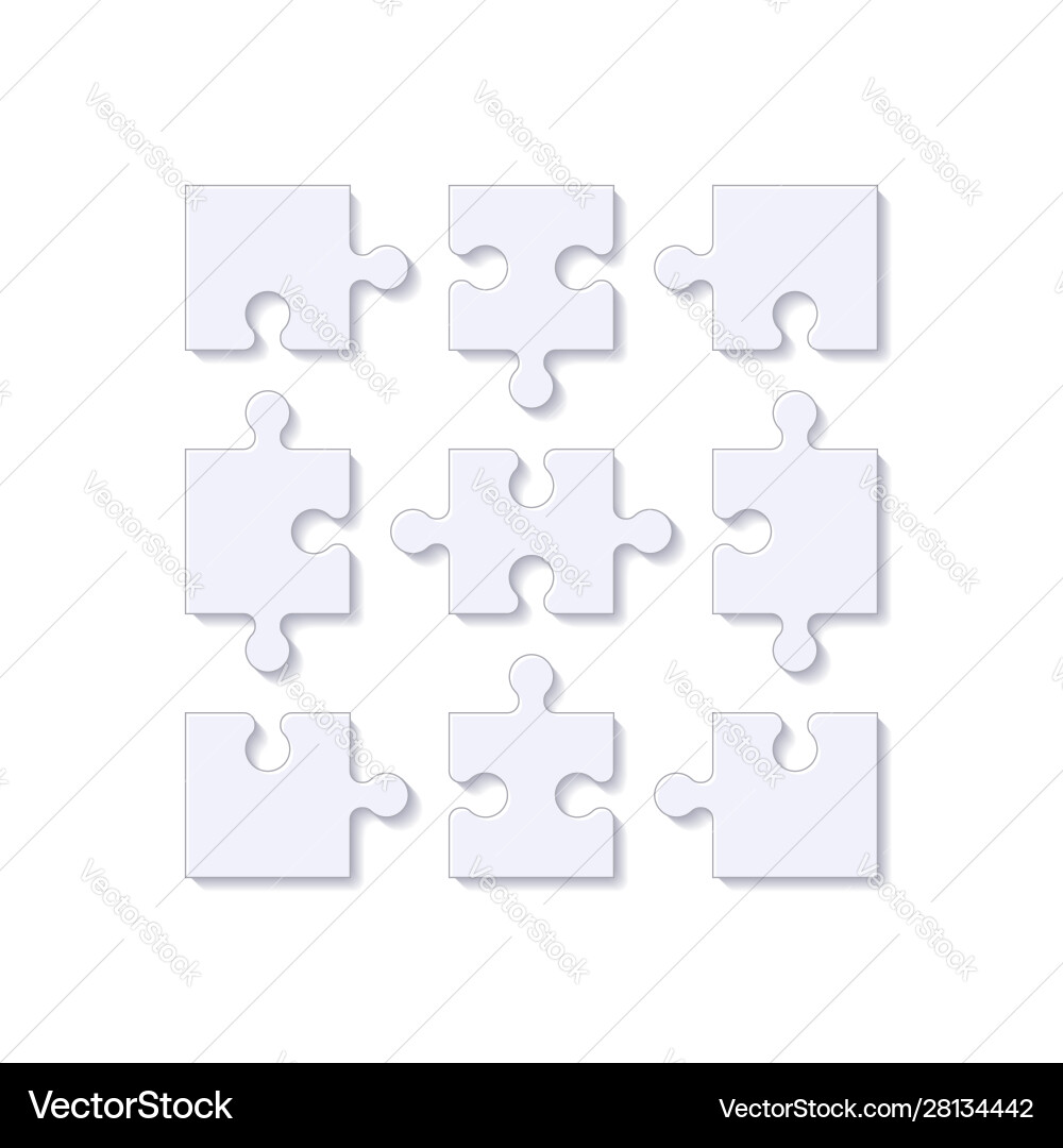 Puzzle pieces jigsaw tile with shadow Royalty Free Vector