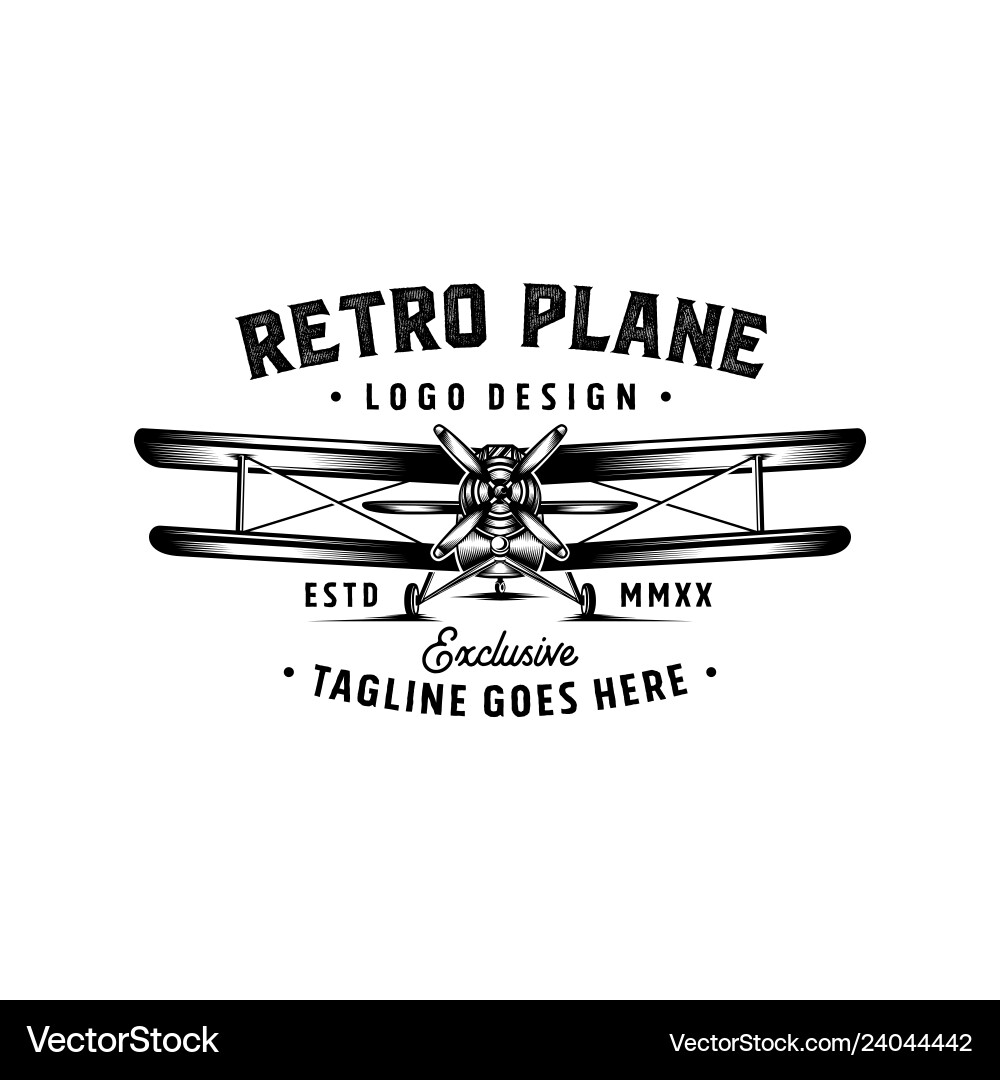 Retro plane logo Royalty Free Vector Image - VectorStock