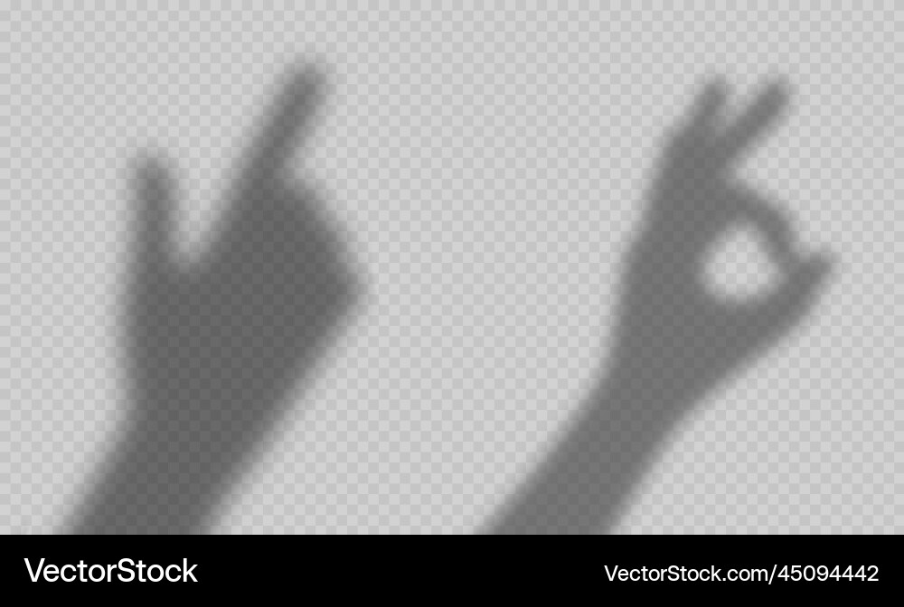 Shadow hand ok and pointing gestures Royalty Free Vector