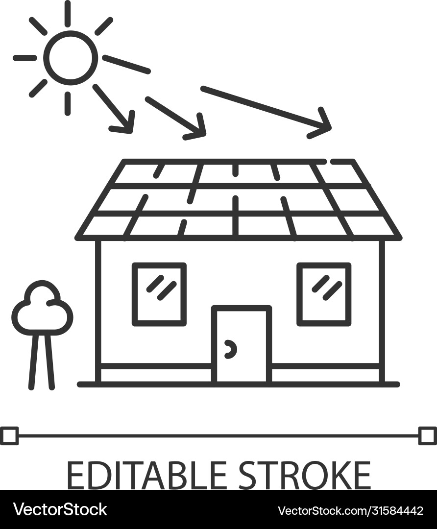 Solar Panel Linear Icon Royalty Free Vector Image