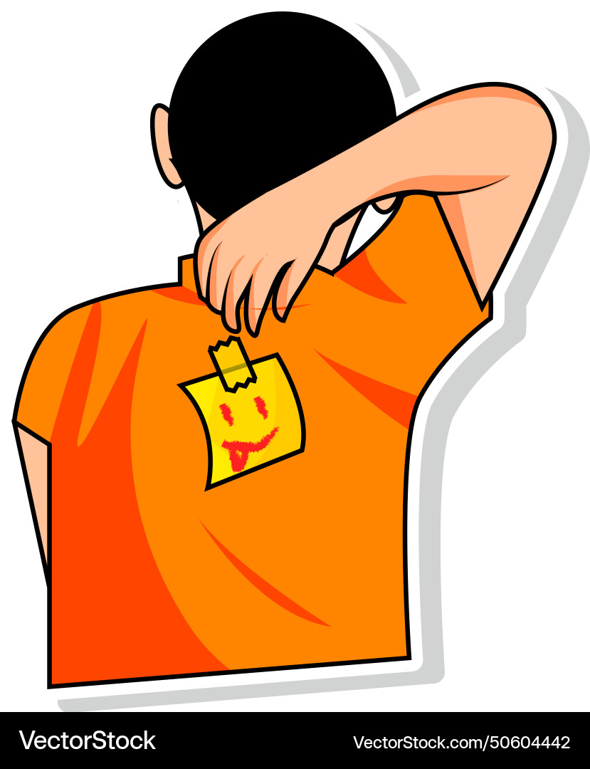 Sticker on someones back Royalty Free Vector Image