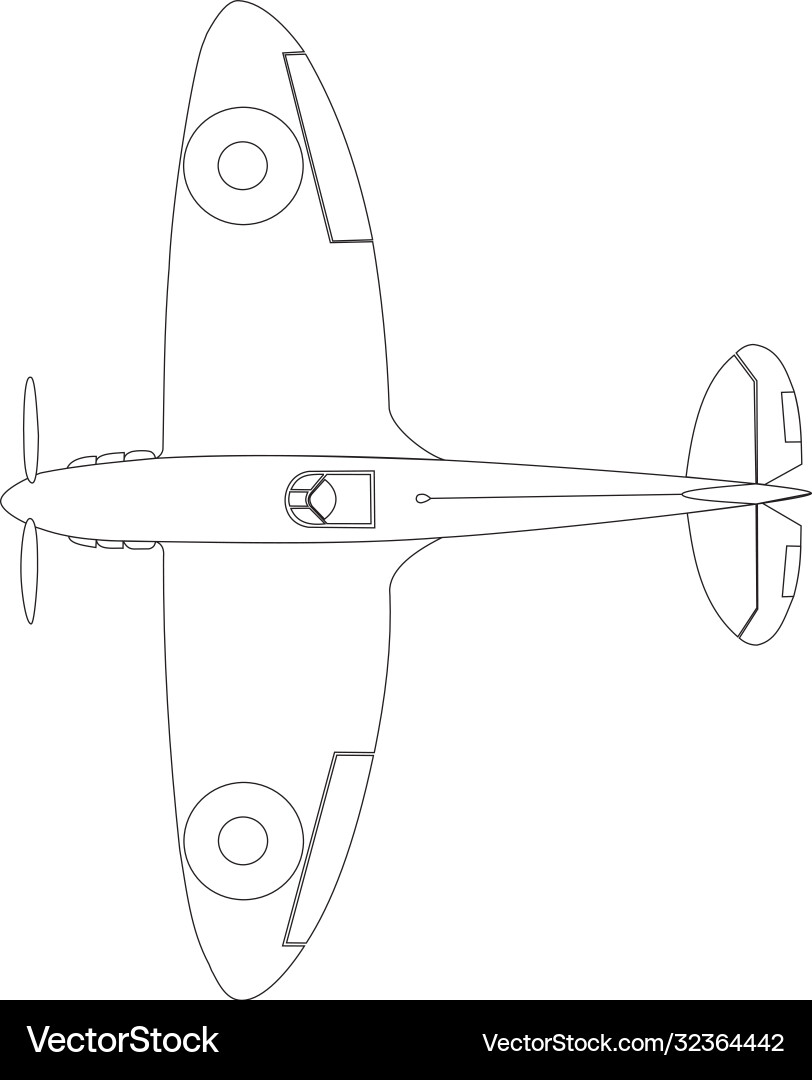 Supermarine spitfire ii full top Royalty Free Vector Image