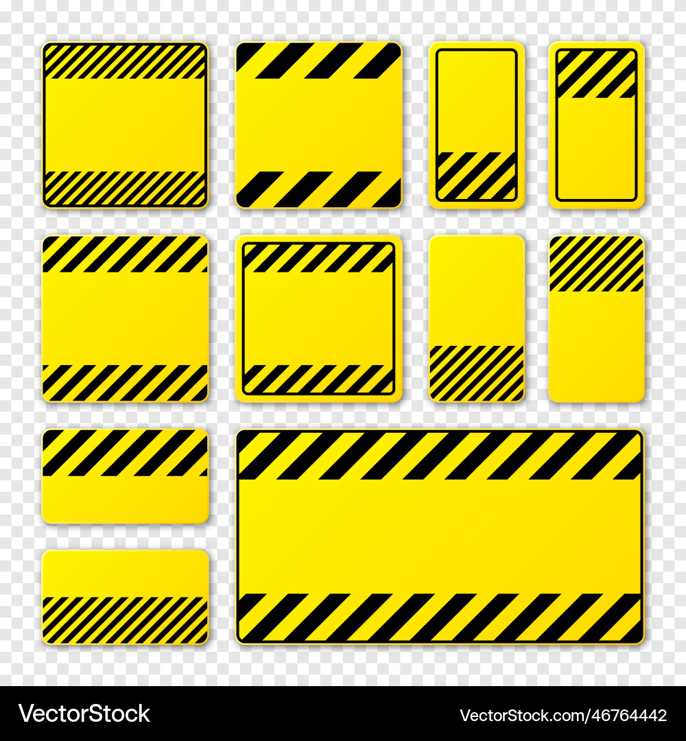 Various blank yellow warning signs with diagonal Vector Image