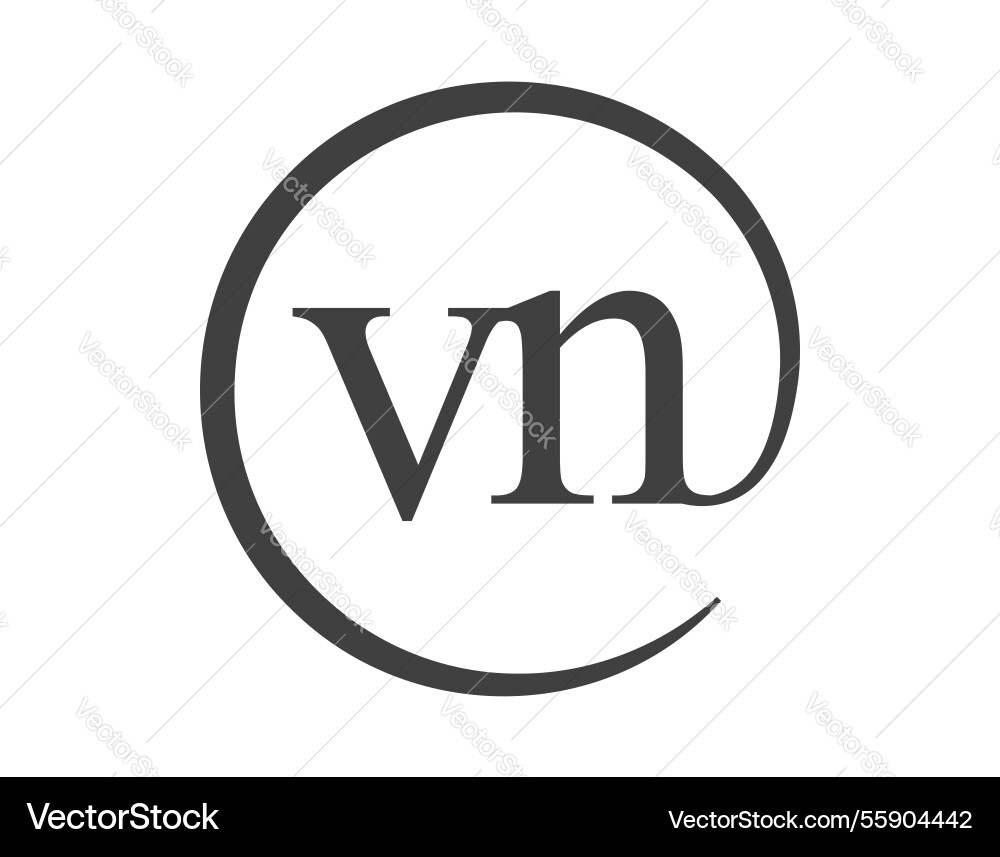 Vn logo from two letter with circle shape email Vector Image