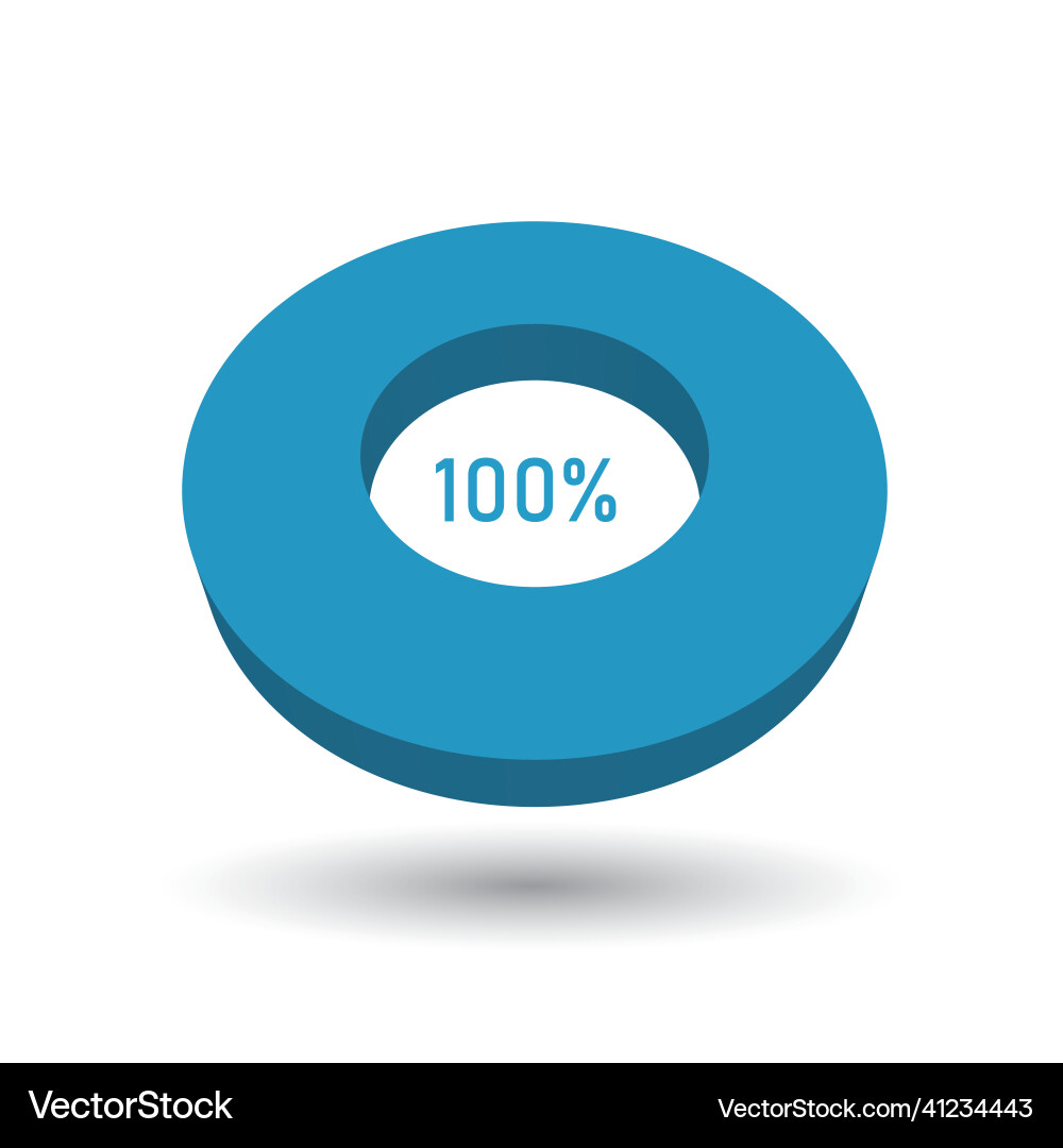 100 percent 3d pie chart Royalty Free Vector Image