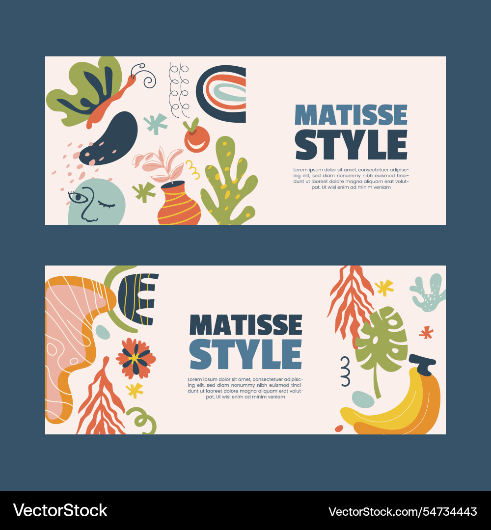 Abstract matisse style banners with colorful Vector Image