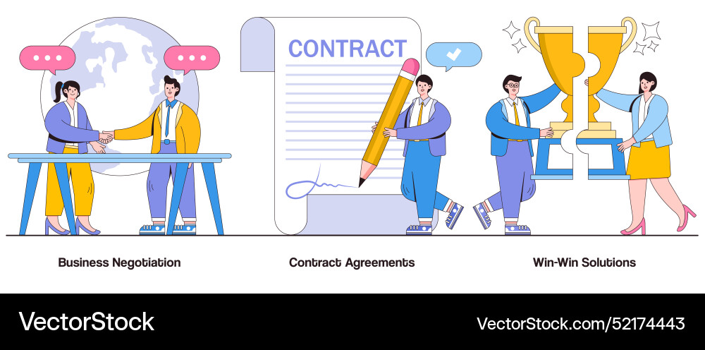 Business negotiation contract agreements win-win Vector Image