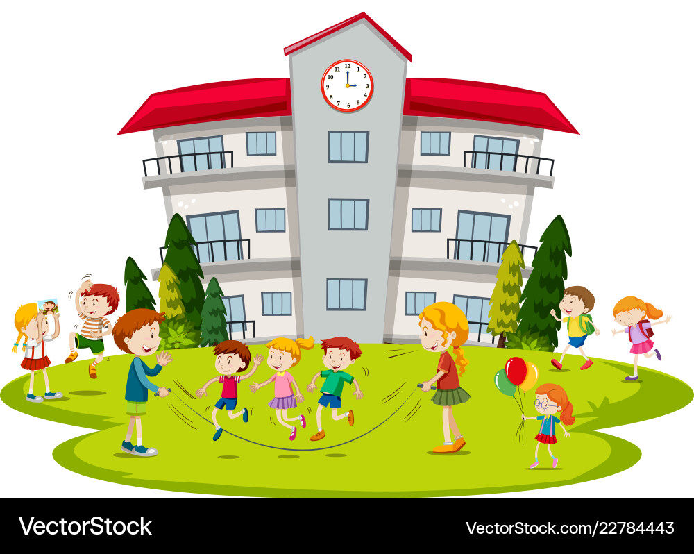Children playing at school Royalty Free Vector Image