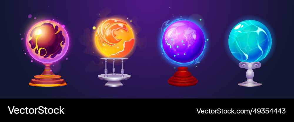 Crystal magic ball glass orb sphere icon Vector Image