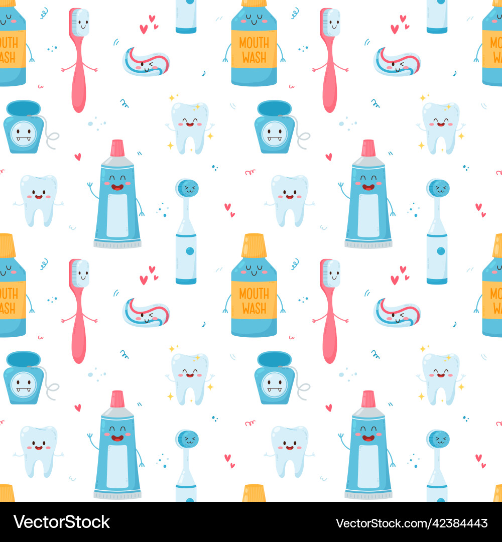 Dental pattern seamless flat Royalty Free Vector Image