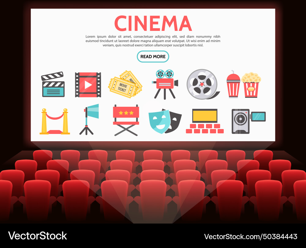 Flat cinema elements set Royalty Free Vector Image