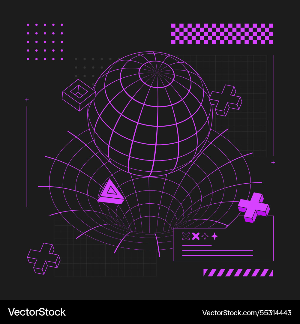 Futuristic wireframe globe and funnel design Vector Image