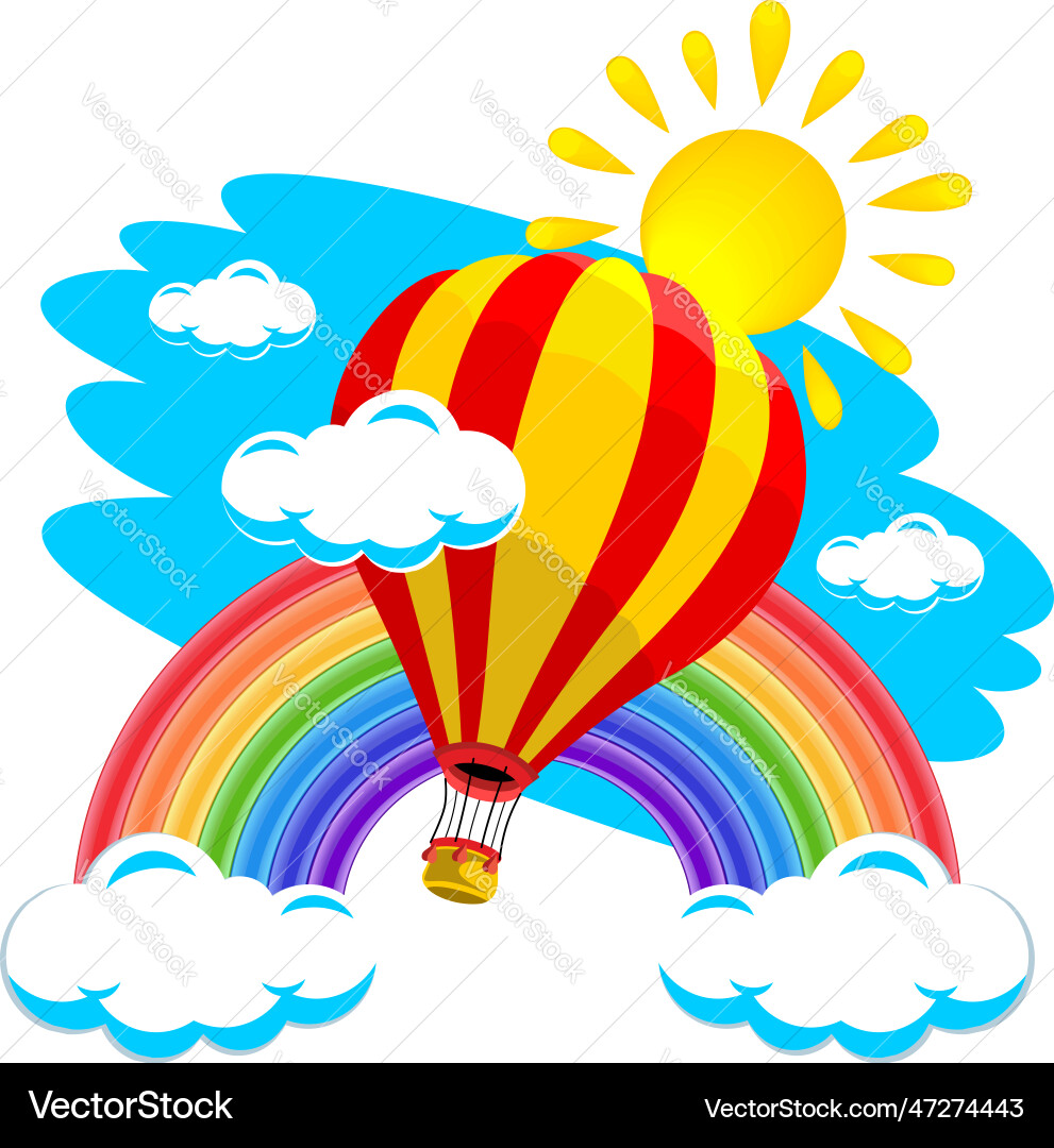 Hot Air Balloon in Blue Sky Royalty Free Vector Image