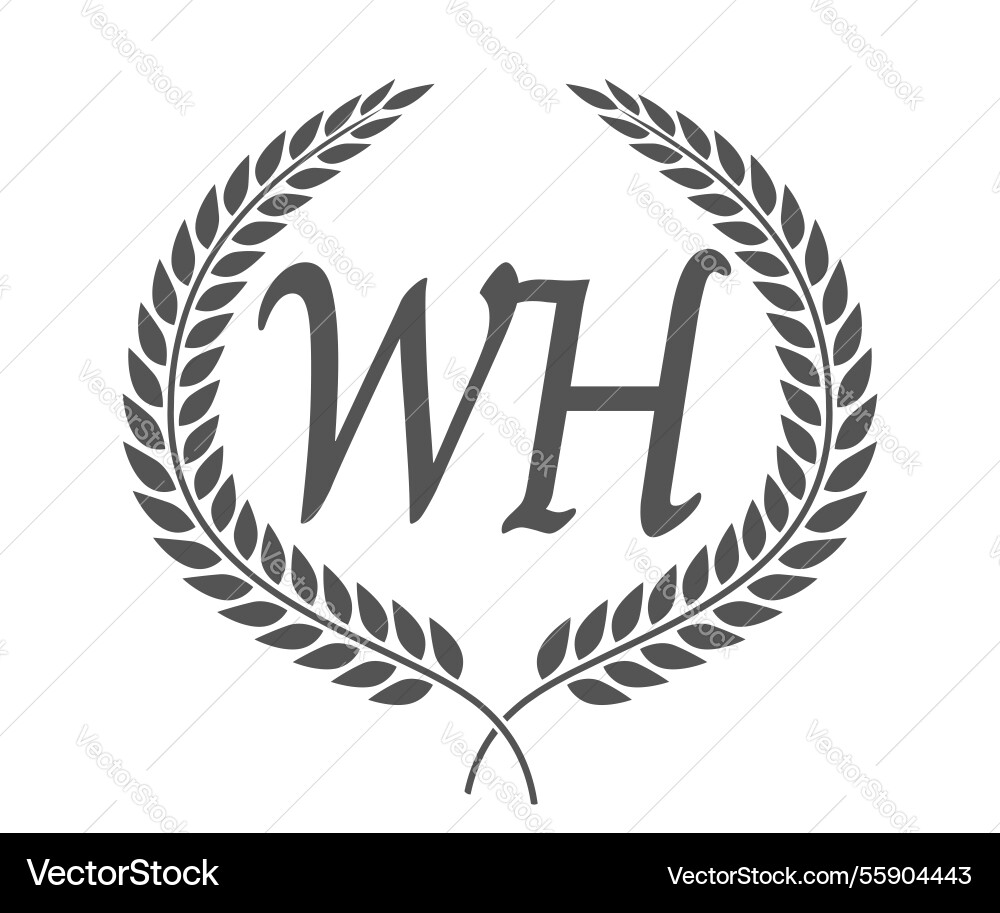 Initial letter w and h wh monogram logo design Vector Image