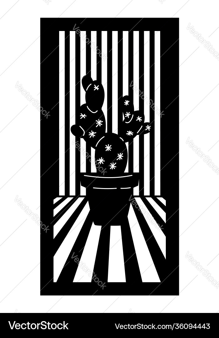 Laser Cut Cactus Panel Royalty Free Vector Image