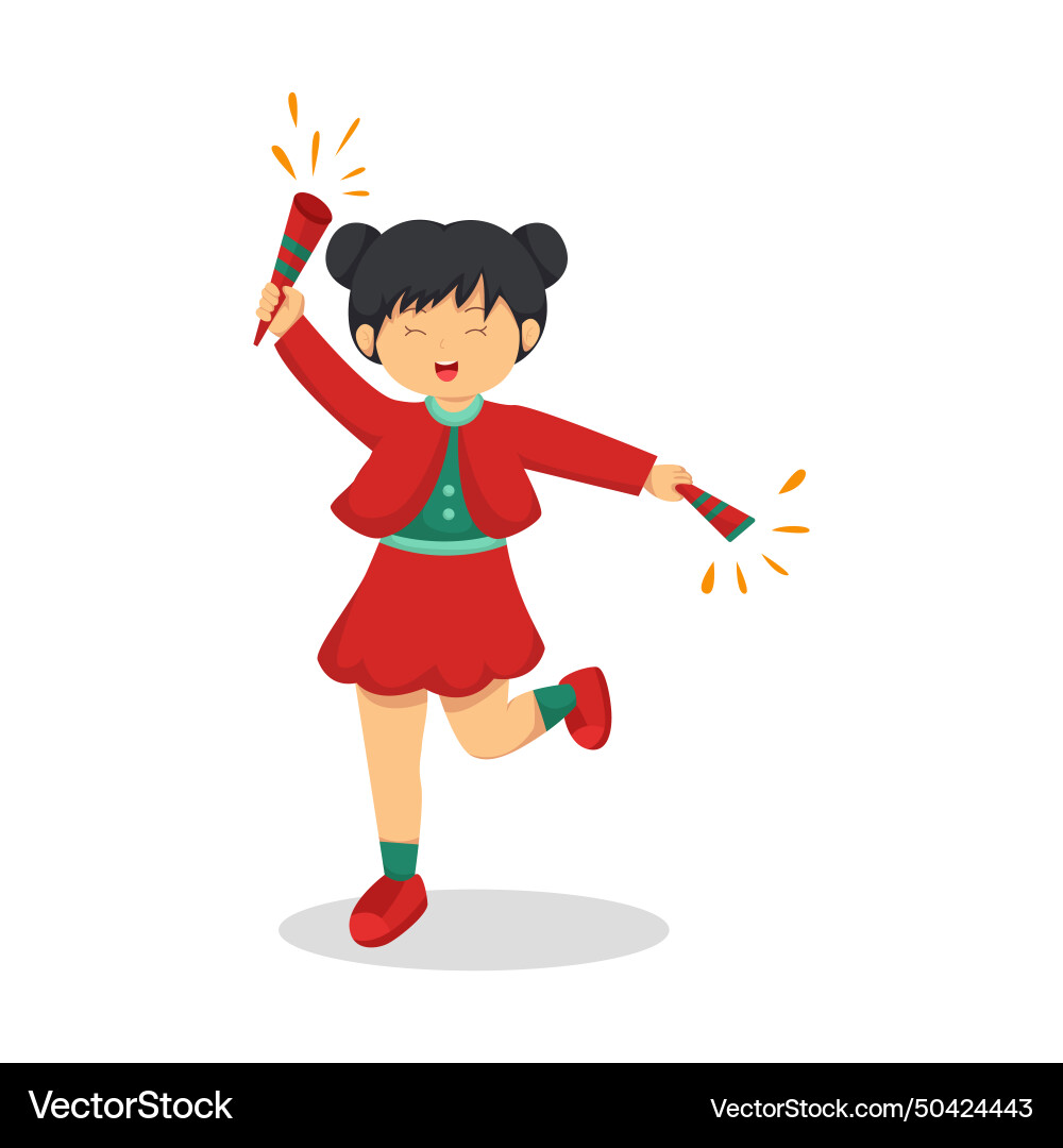 Little girl with firework character design Vector Image