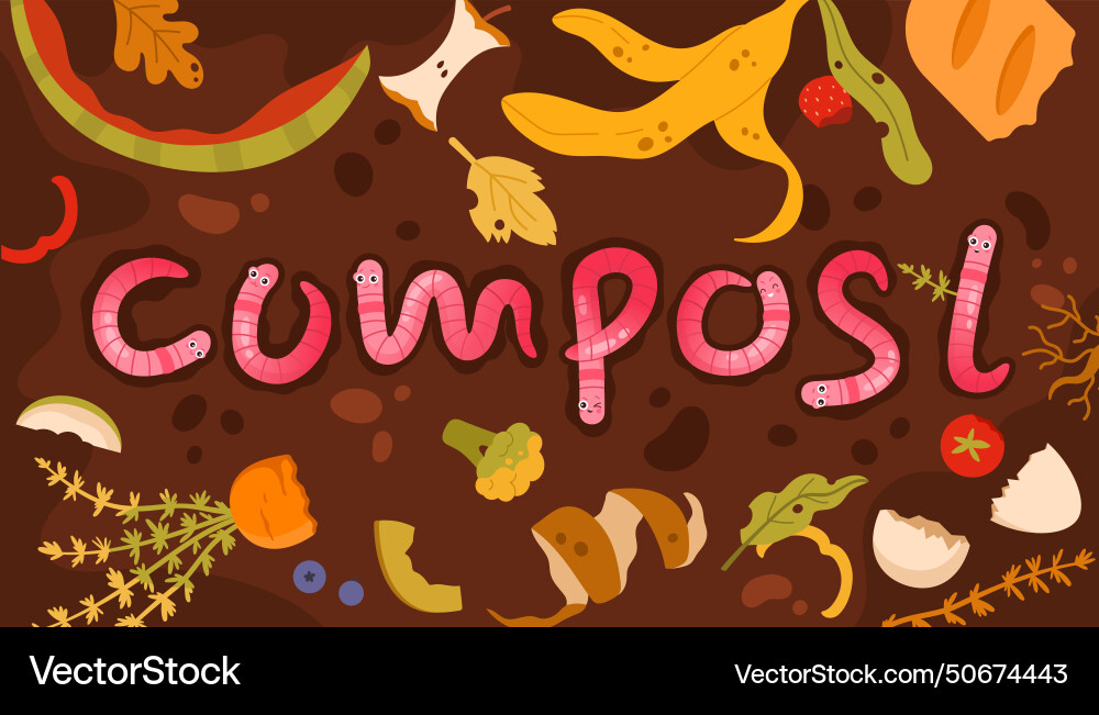 Soil with biodegradable organic waste and compost Vector Image