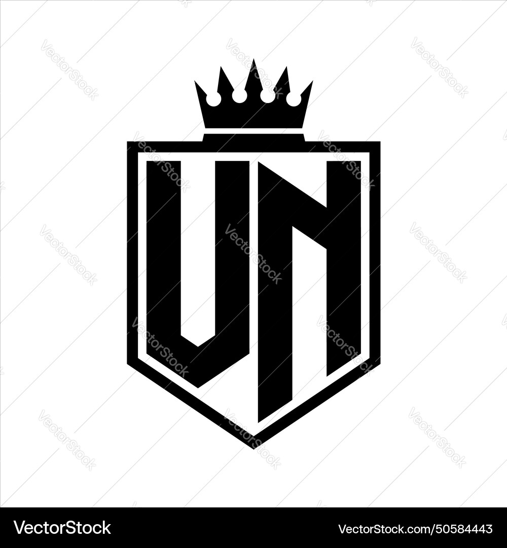 Vn logo monogram bold shield geometric shape Vector Image