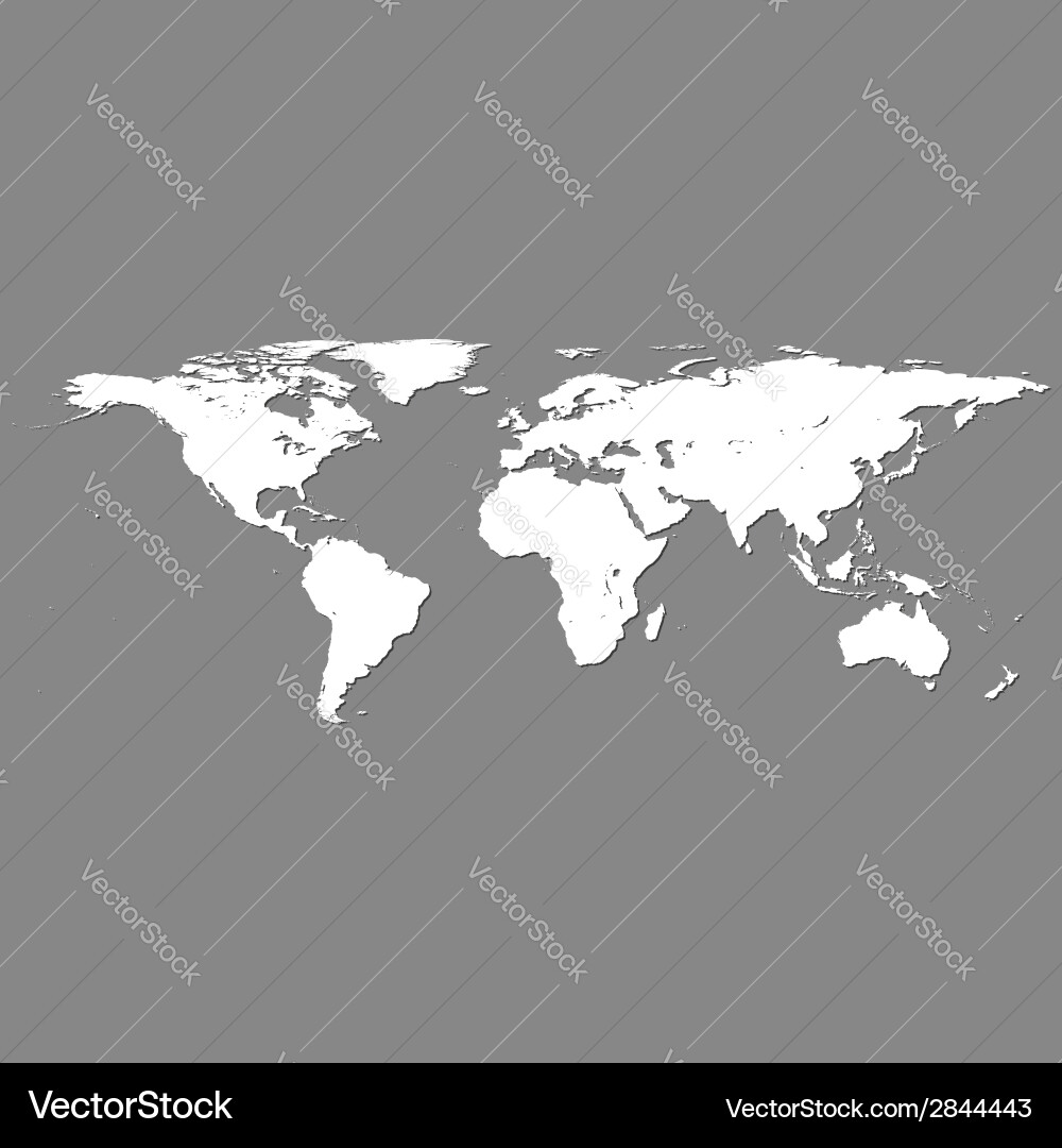 White world map on grey Royalty Free Vector Image