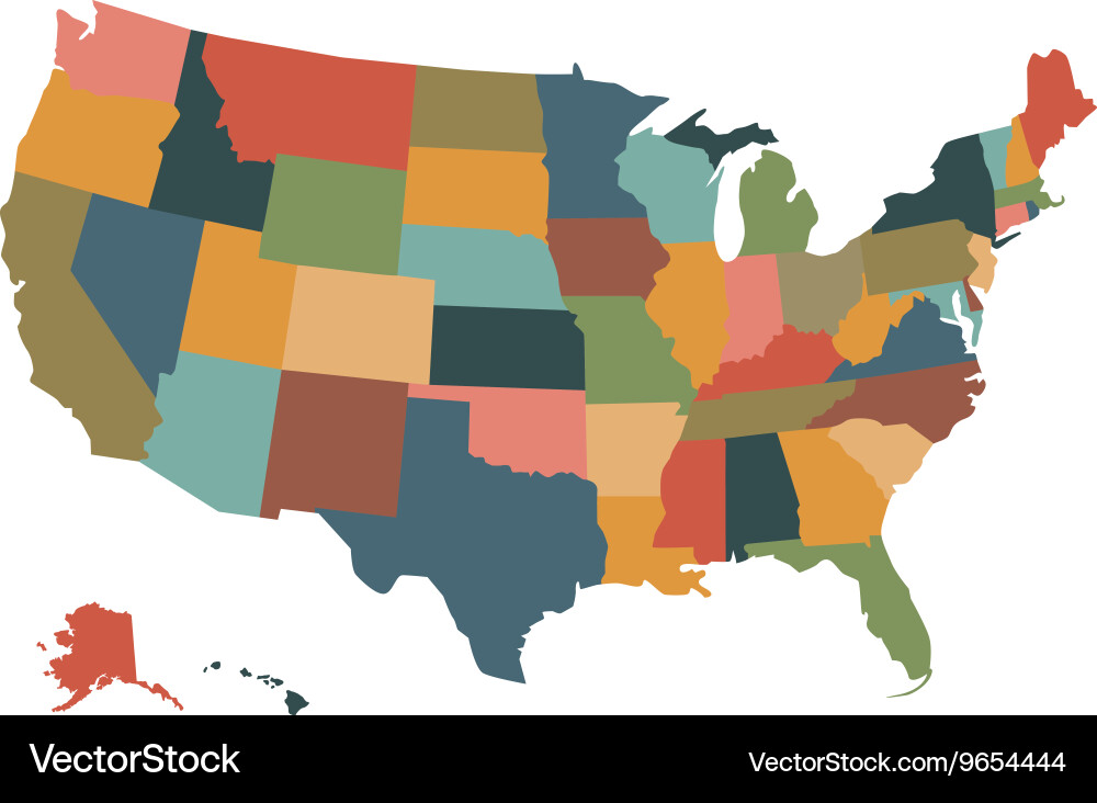 Us Political Map Vector Political Map Of The United States With The