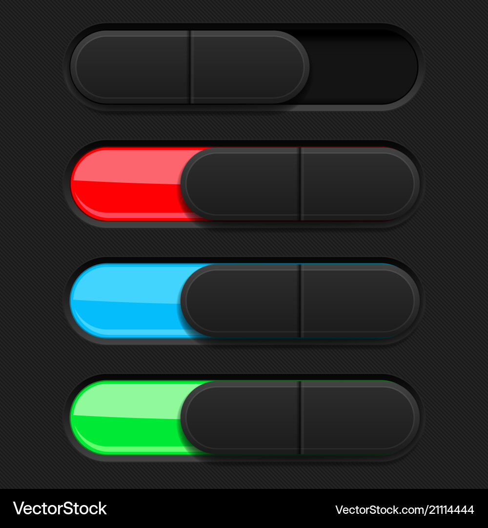 Slider buttons colored 3d oval icons Royalty Free Vector