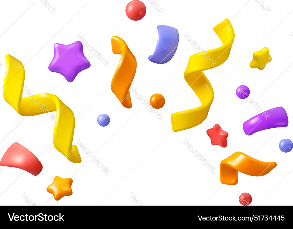 3d confetti firework background Royalty Free Vector Image