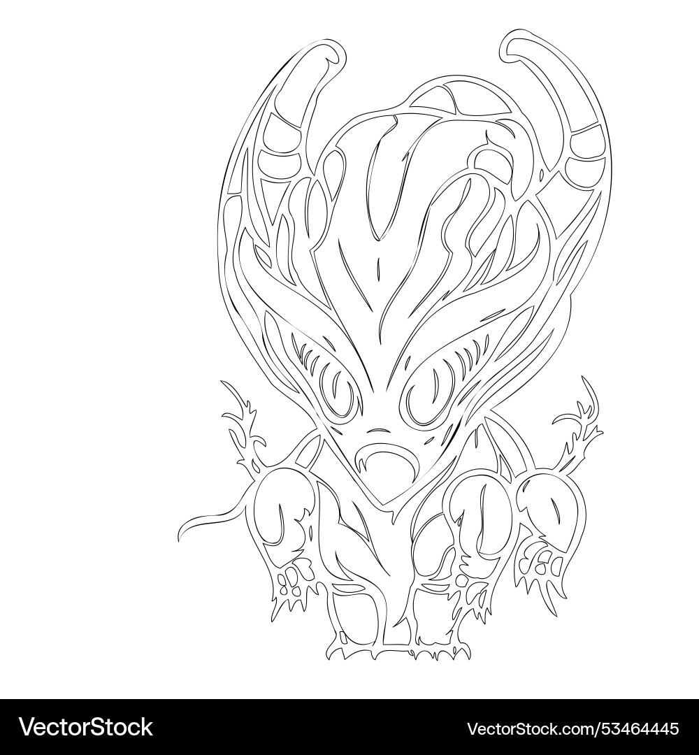 Alien monster outline sketch Royalty Free Vector Image