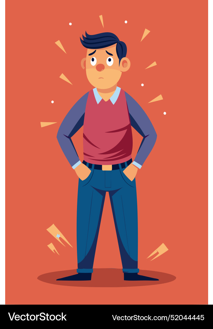 Anxious man facing financial stress Royalty Free Vector