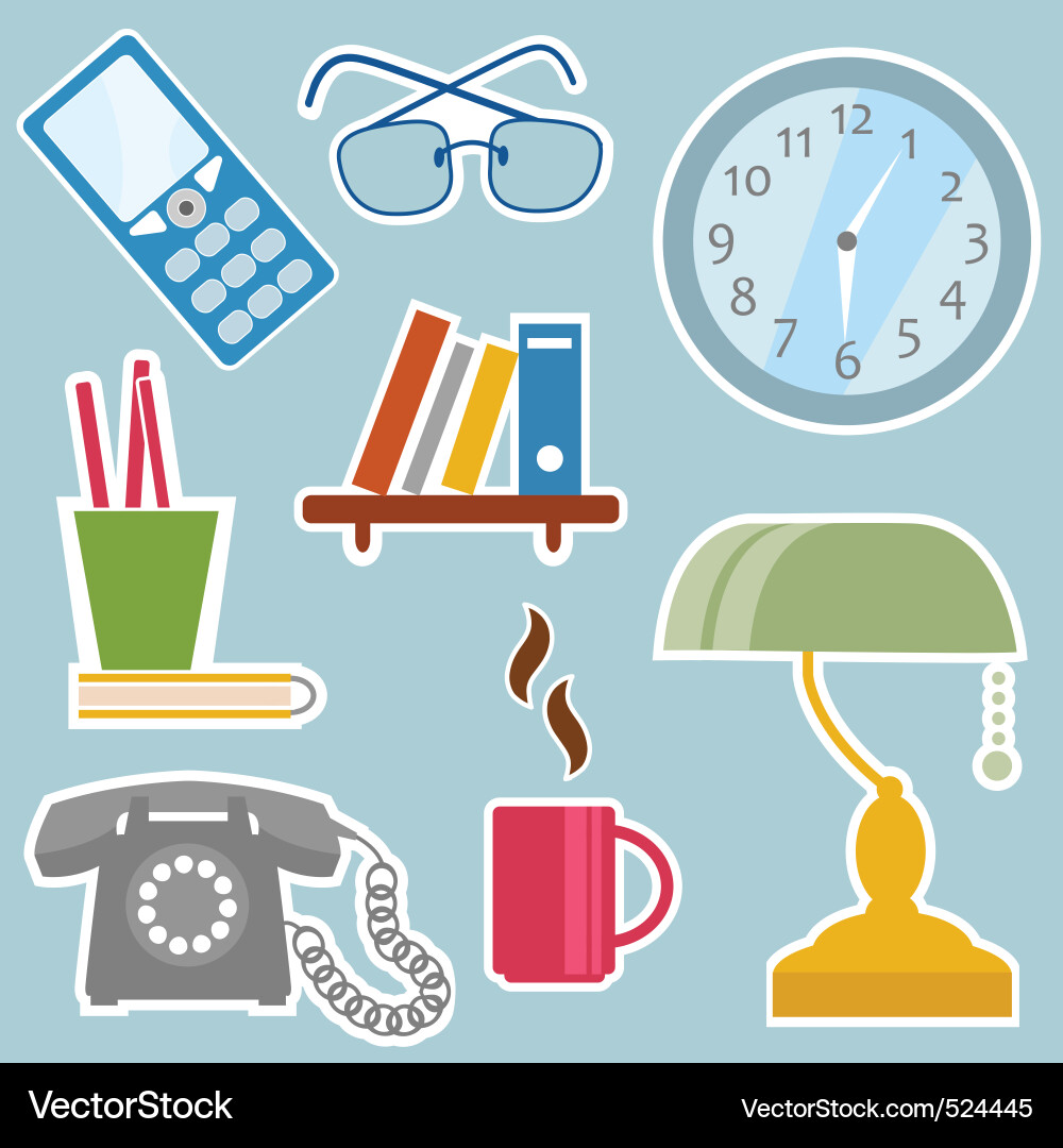 Office objects Royalty Free Vector Image - VectorStock