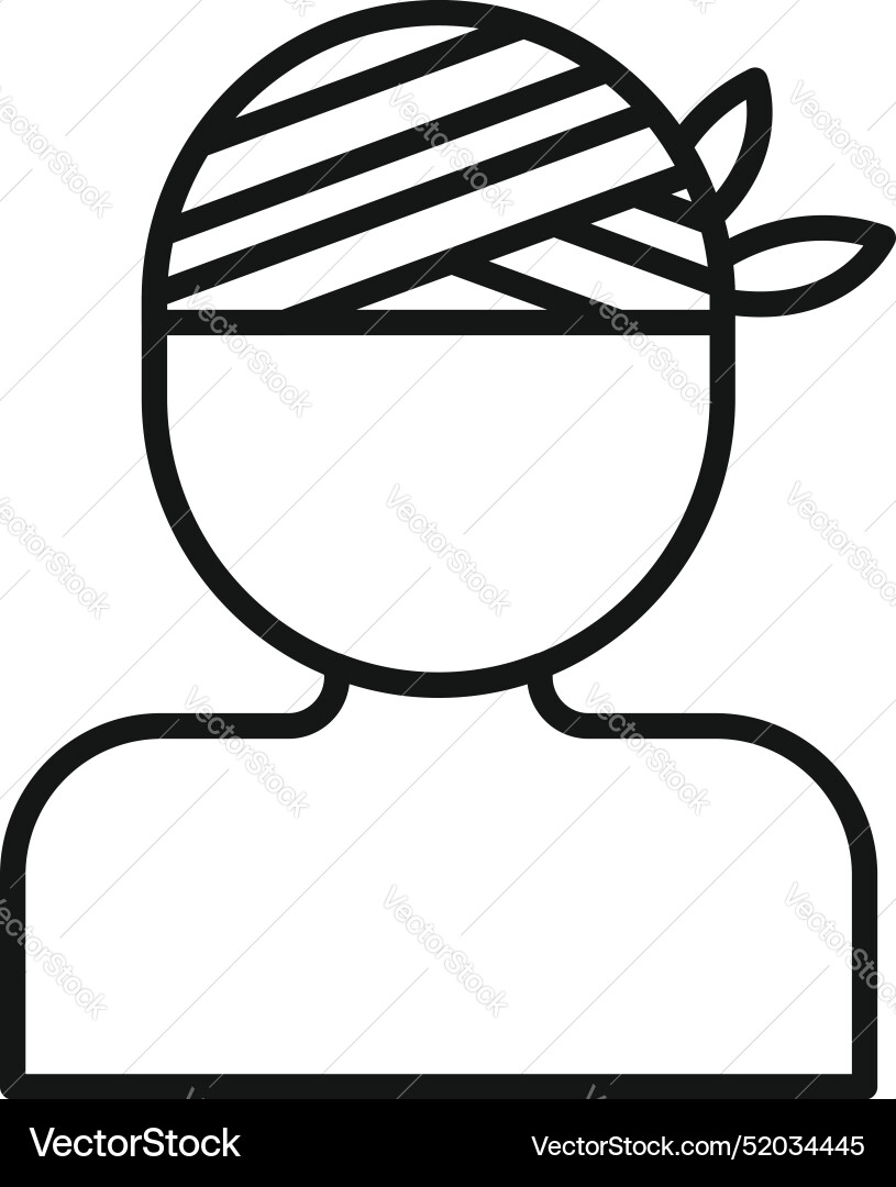 Patient suffering from head injury wearing bandage
