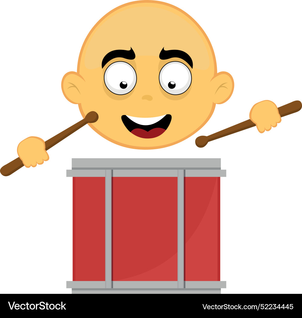 Yellow character playing drum Royalty Free Vector Image