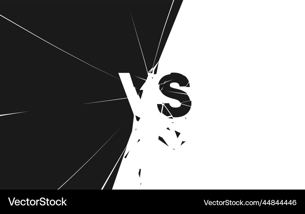Black and white versus background with crack Vector Image