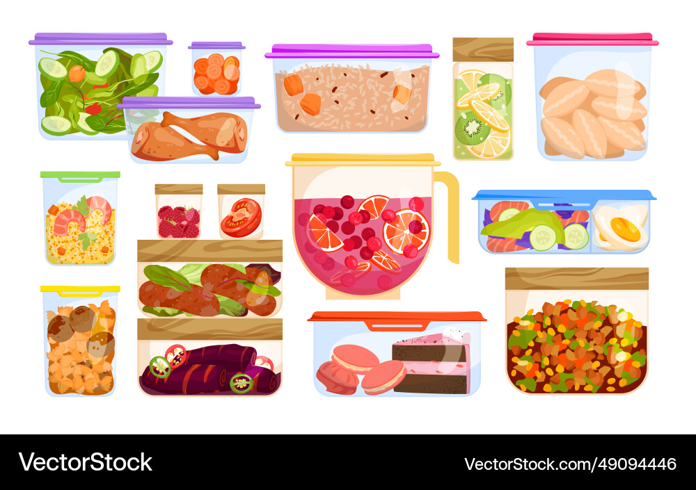 Cartoon isolated glass and plastic containers Vector Image