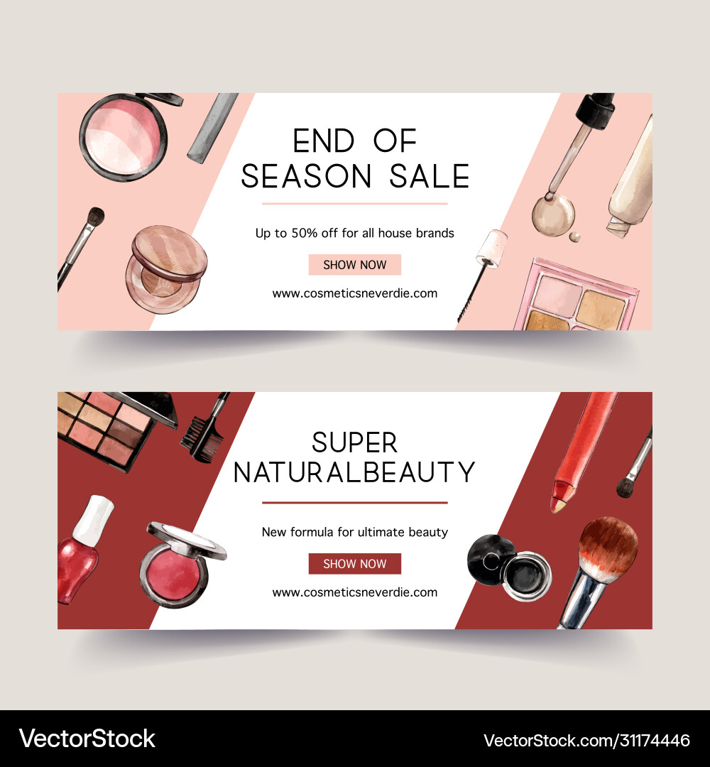 Cosmetic banner design with highlighter mascara Vector Image
