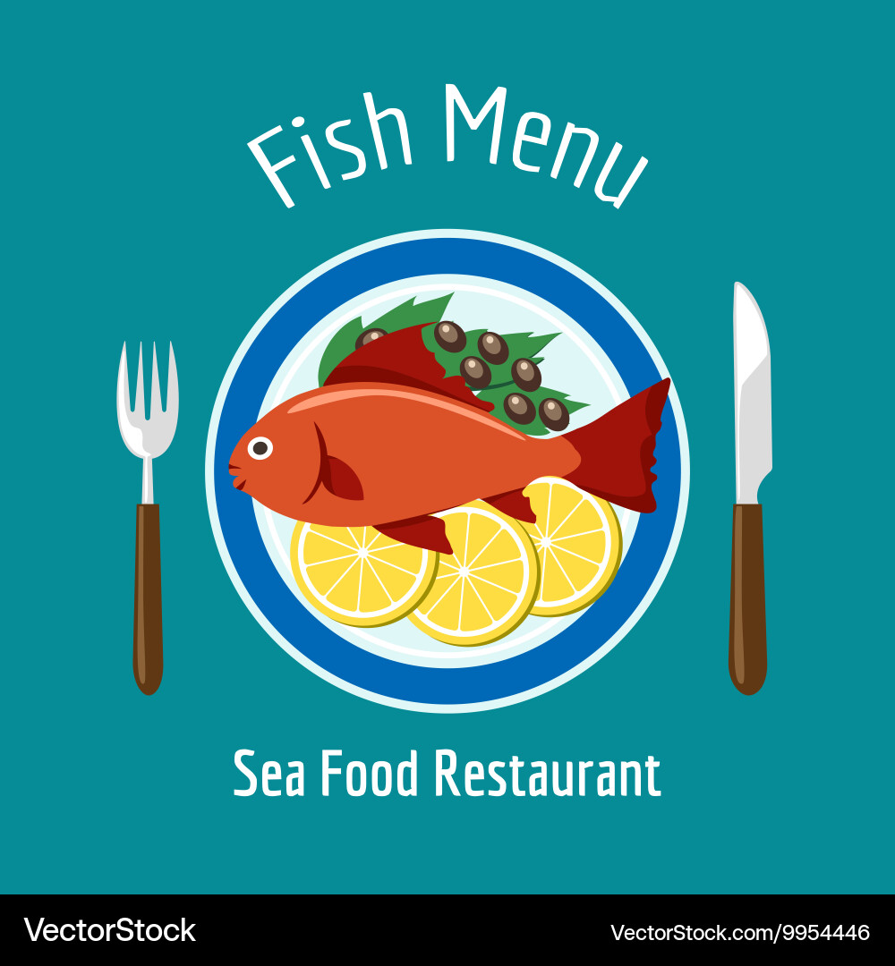 Fish delicious dish healthy eating Royalty Free Vector Image