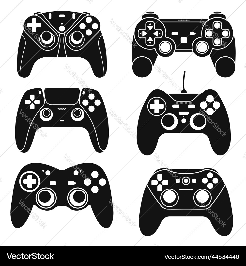 Game controller silhouette set Royalty Free Vector Image