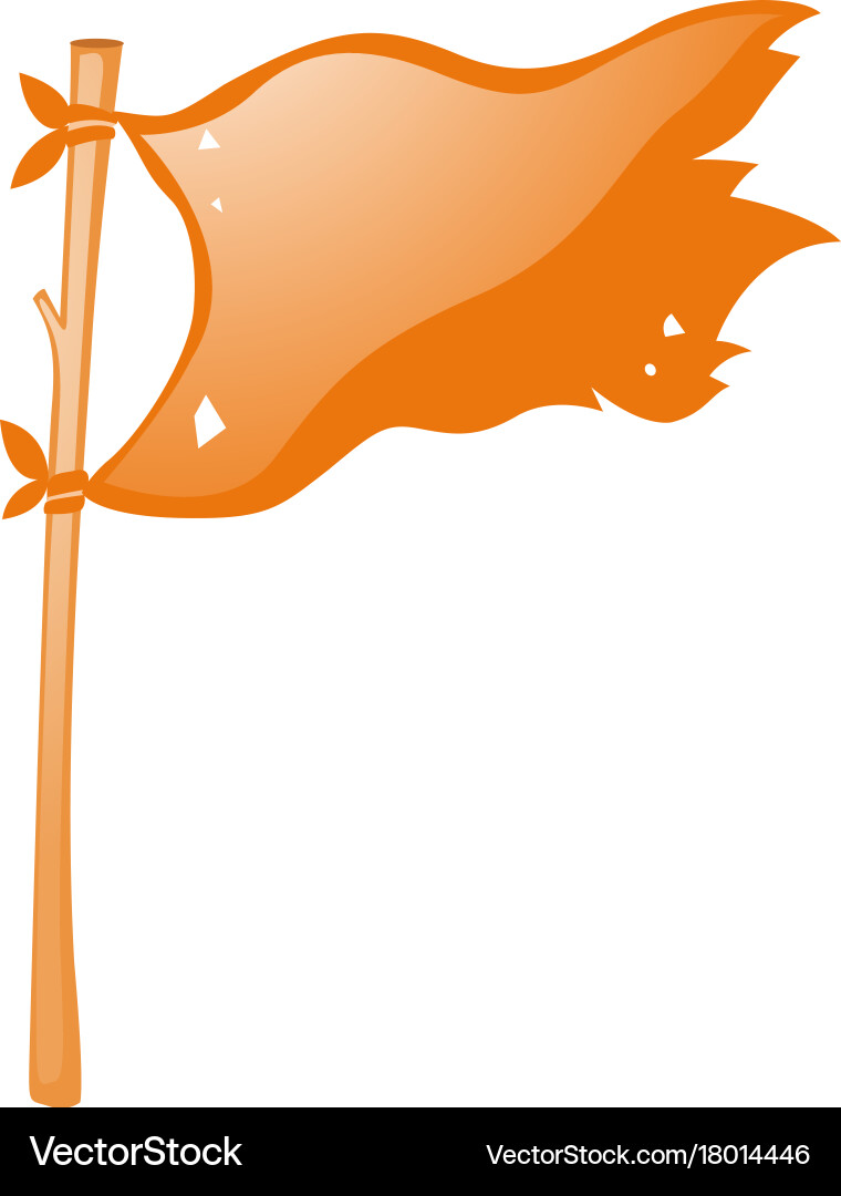 Orange flag on wooden stick Royalty Free Vector Image