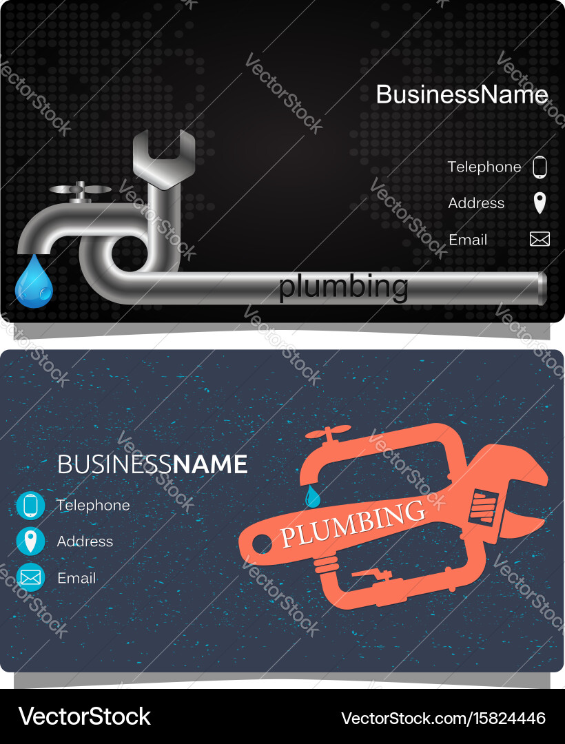 Plumbing business card Royalty Free Vector Image