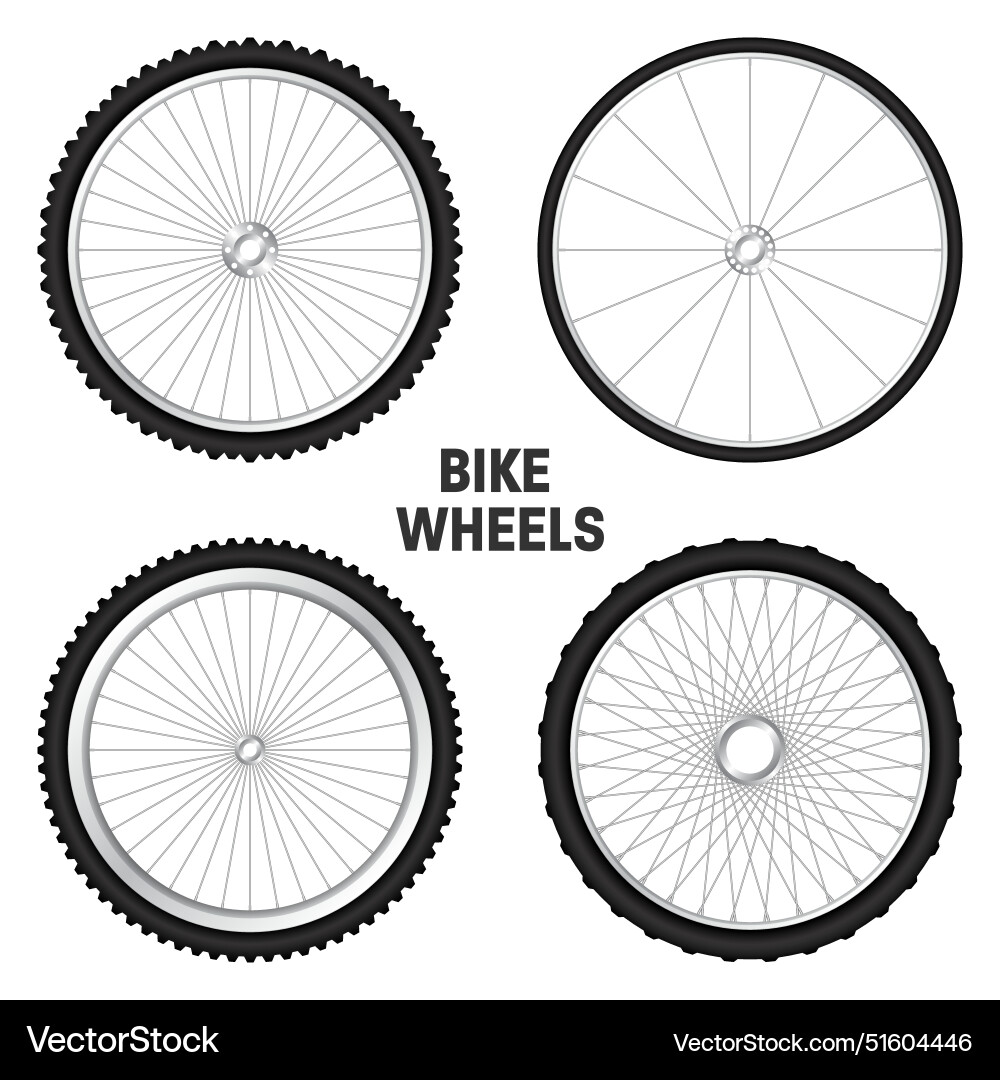 Realistic 3d bicycle wheels bike rubber tyres Vector Image