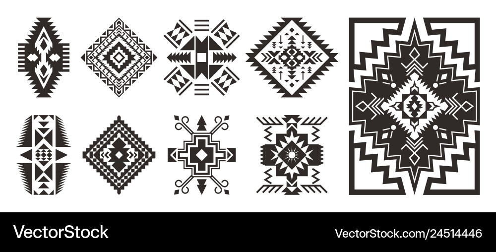 Set of ethnic decorative elements isolated Vector Image