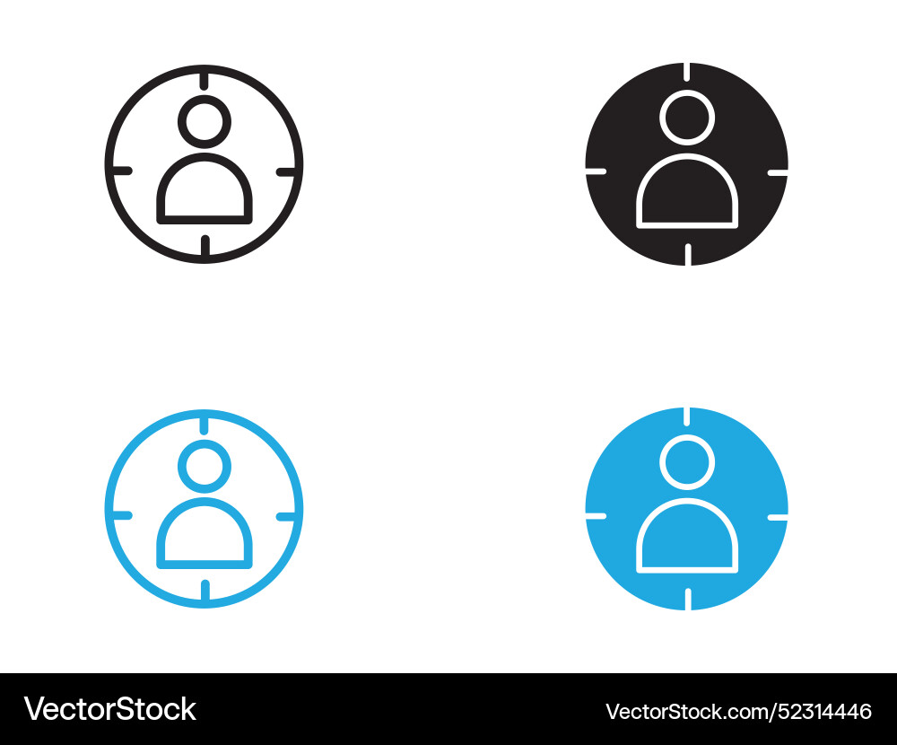 Target icon black and white outline sign Vector Image