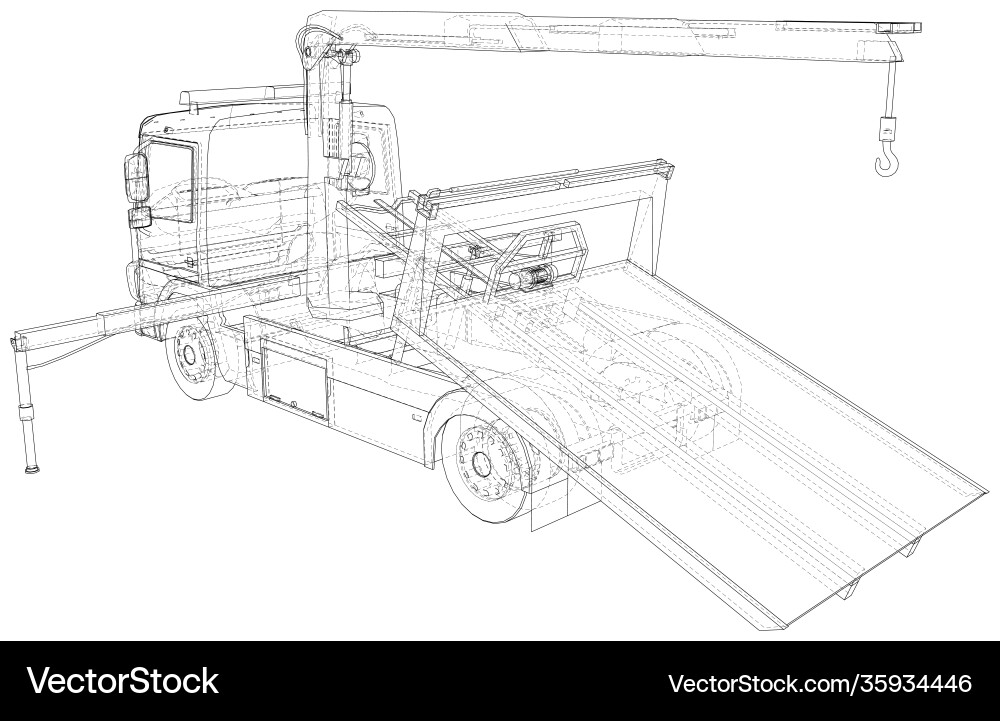 Tow truck the layers visible Royalty Free Vector Image