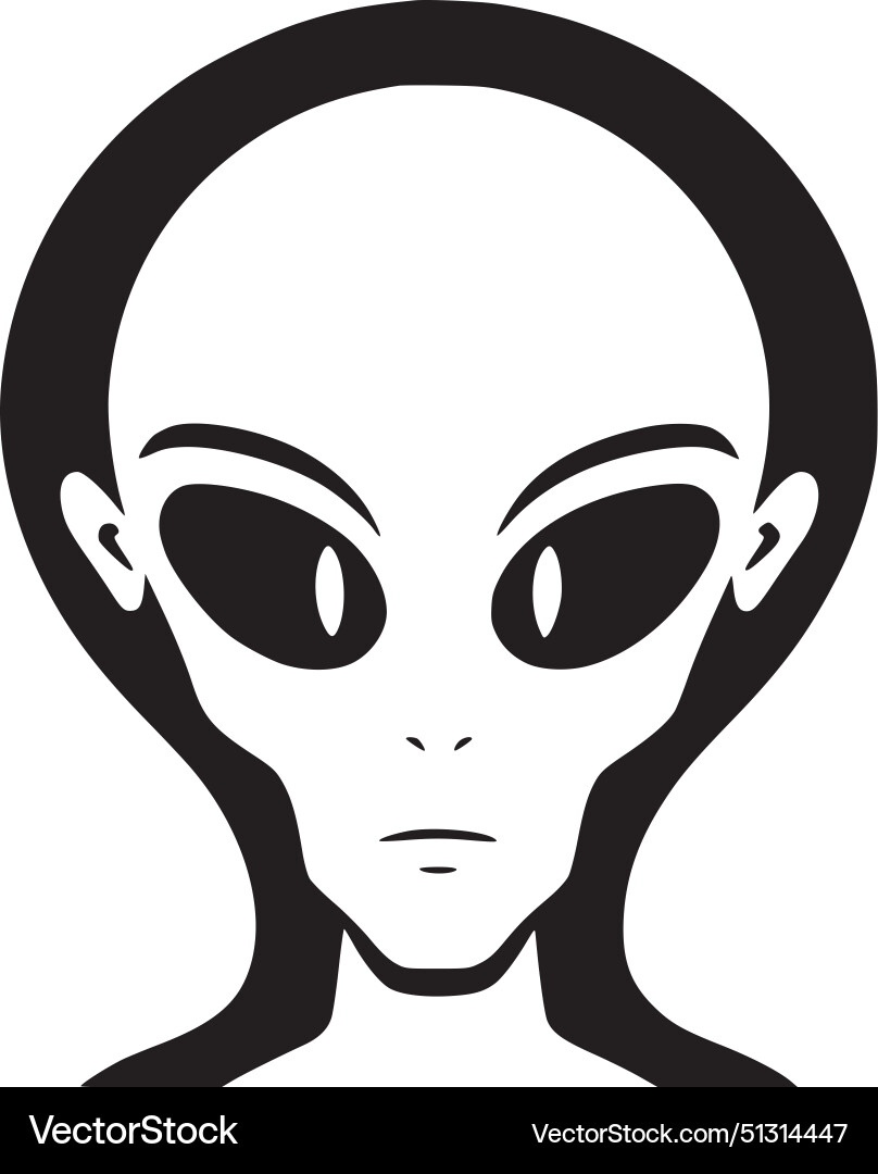 Alien - black and white Royalty Free Vector Image